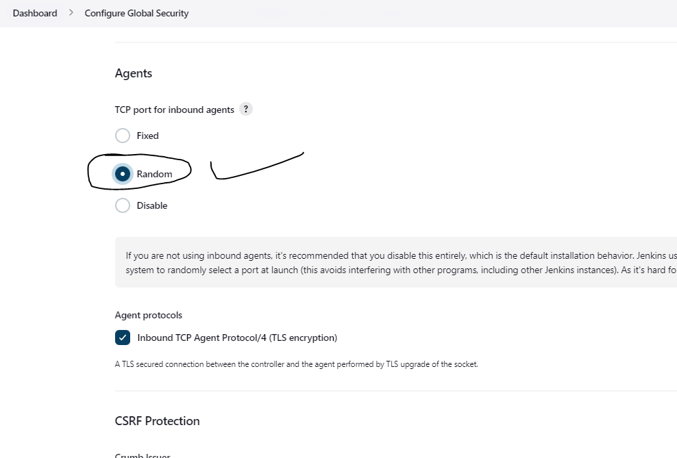 JNLP agent port is disabled and agents cannot connect this way.