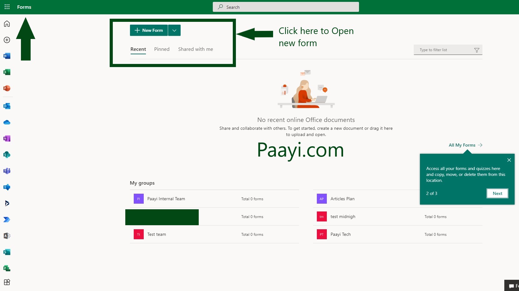 Learn How to Open Microsoft Office 365 Forms inside Browser | Paayi